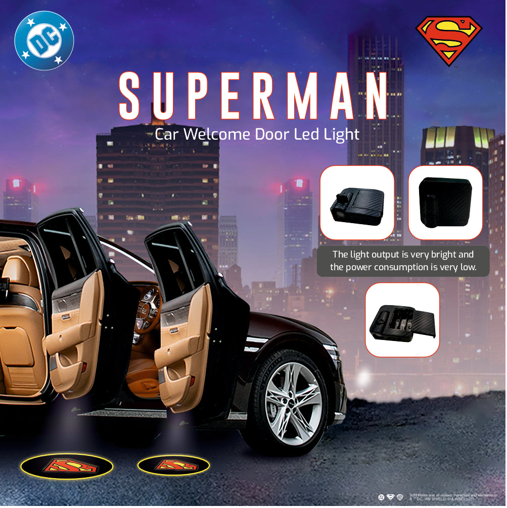 Superman Wireless Car Door Light from Warner Bros (Pack of 2) Battery ...